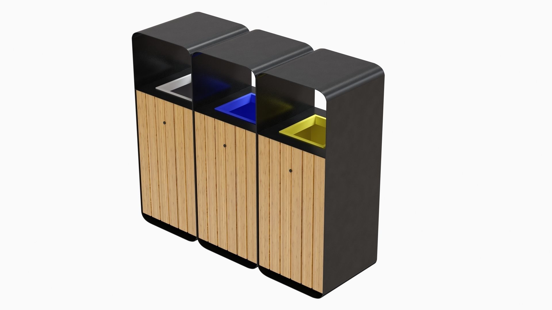 HANKO M Triple-Sort Modular Recycling Bin for Outdoor 3D model | CGTrader