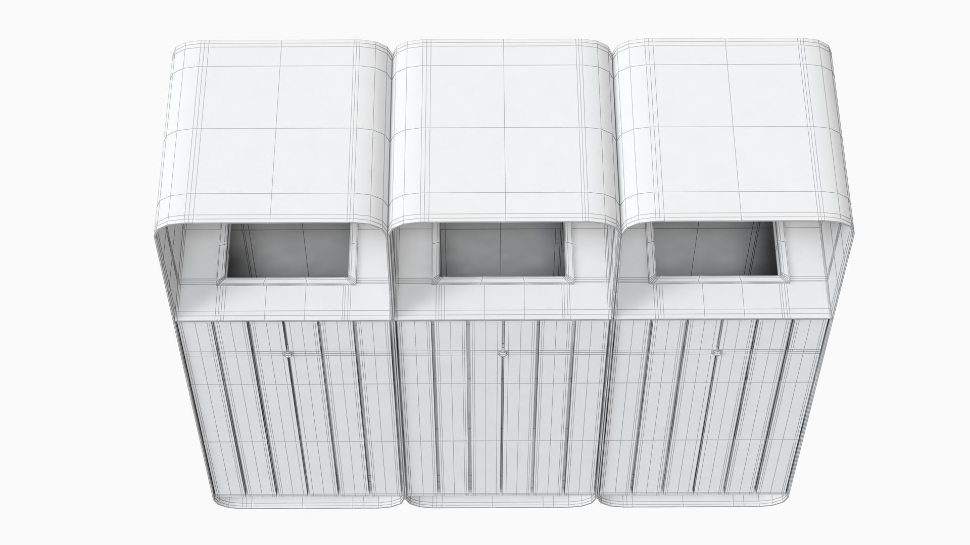 HANKO M Triple-Sort Modular Recycling Bin for Outdoor 3D model | CGTrader