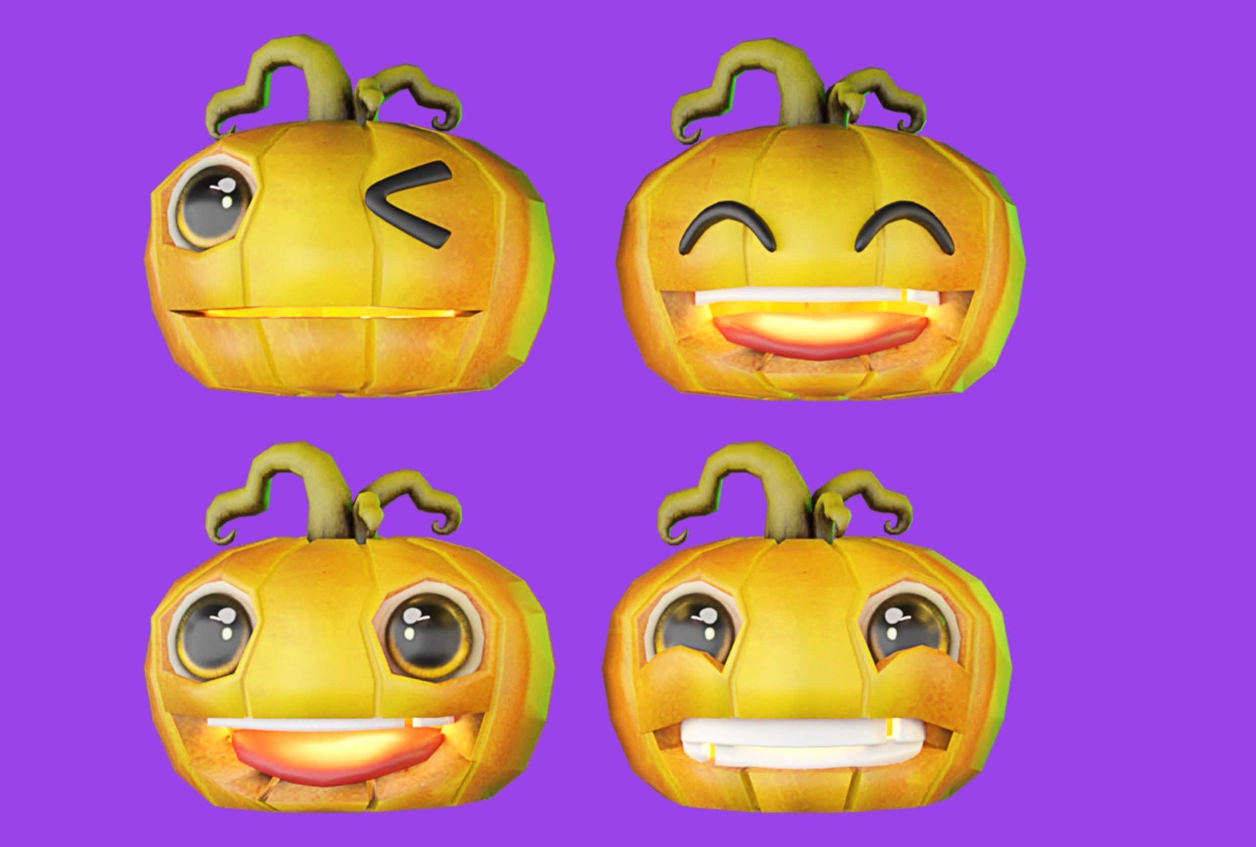 3D model Pumpkin devil emoji on Halloween VR / AR / low-poly | CGTrader
