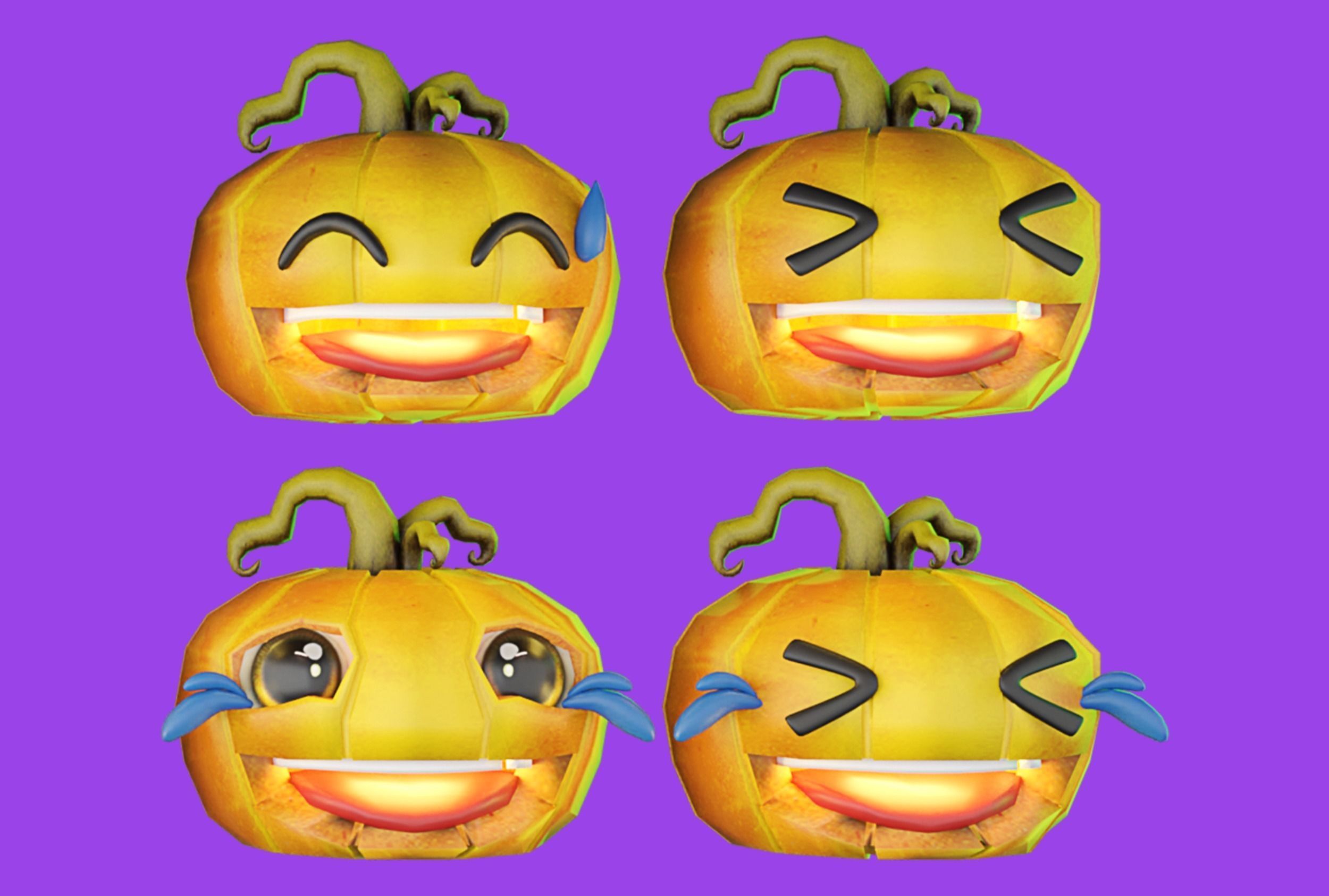 3D model Pumpkin devil emoji on Halloween VR / AR / low-poly | CGTrader