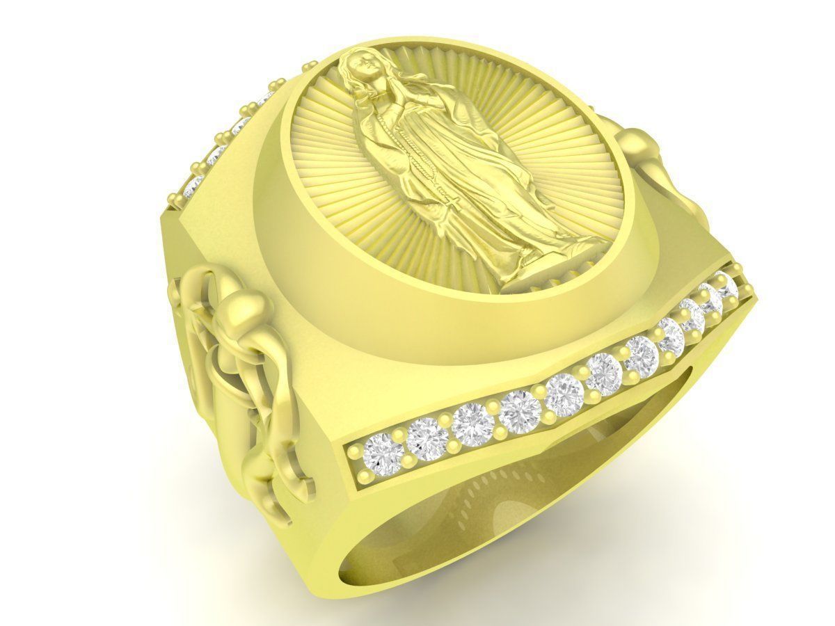 Ave Maria Men ring Virgin Mary Men Ring 3752 3D model 3D printable ...