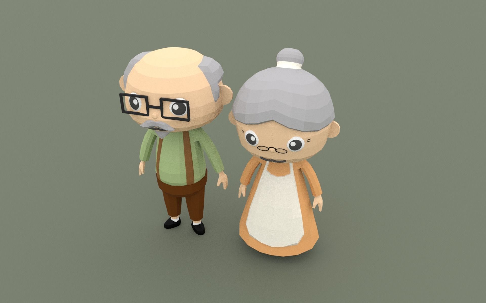 3D model Low Poly Cartoon character Old VR / AR / low-poly | CGTrader
