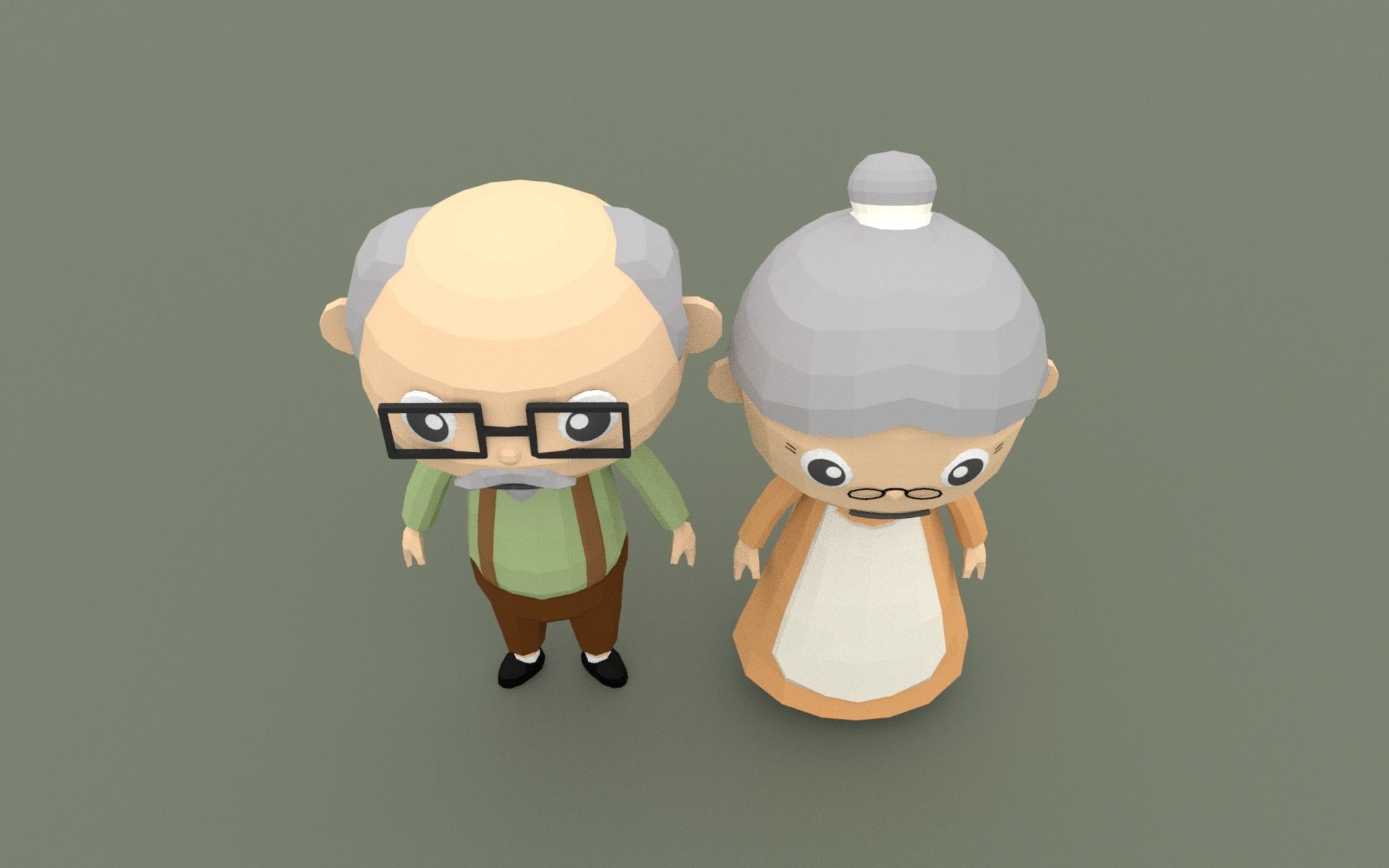 3D model Low Poly Cartoon character Old VR / AR / low-poly | CGTrader