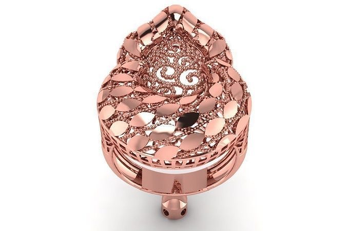 Vintage Filigree Ring STL OBJ FBX Renders Details 3D model 3D printable ...