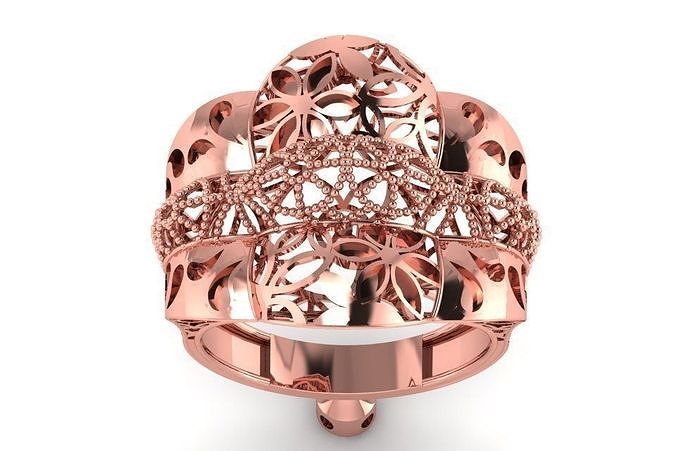 Long Filigree Ring STL OBJ FBX Renders Details 3D model 3D printable ...