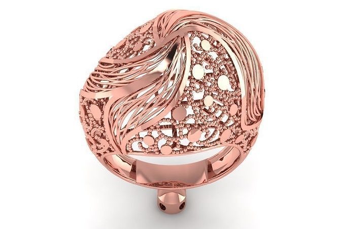 Long Filigree Ring STL OBJ FBX Renders Details 3D model 3D printable ...