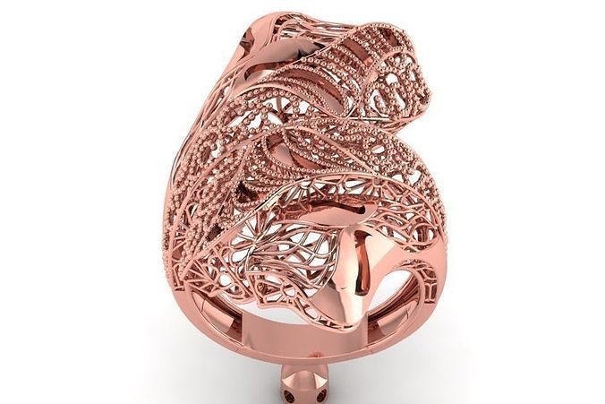 Long Filigree Ring STL OBJ FBX Renders Details 3D model 3D printable ...
