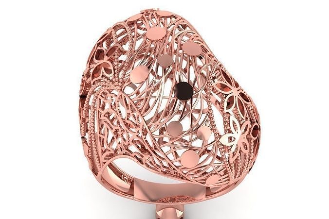 Long Filigree Ring STL OBJ FBX Renders Details 3D model 3D printable ...