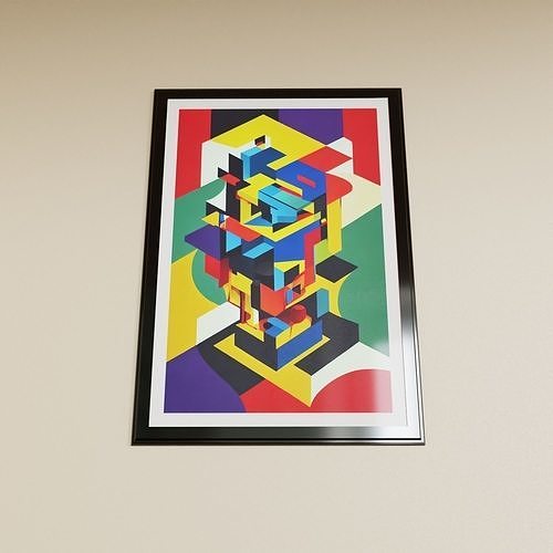 Framed Artwork Cubist Portrait 2 3D model | CGTrader