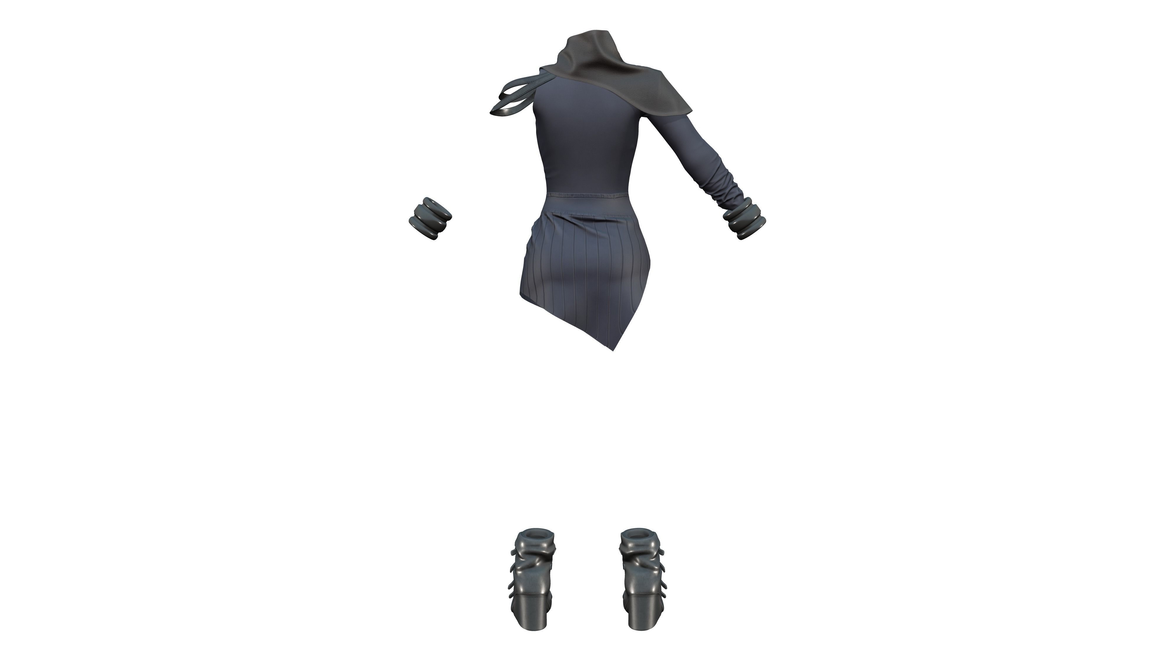 3D model Cyberpunk Futuristic Modern Mini Dress Outfit VR / AR / low ...