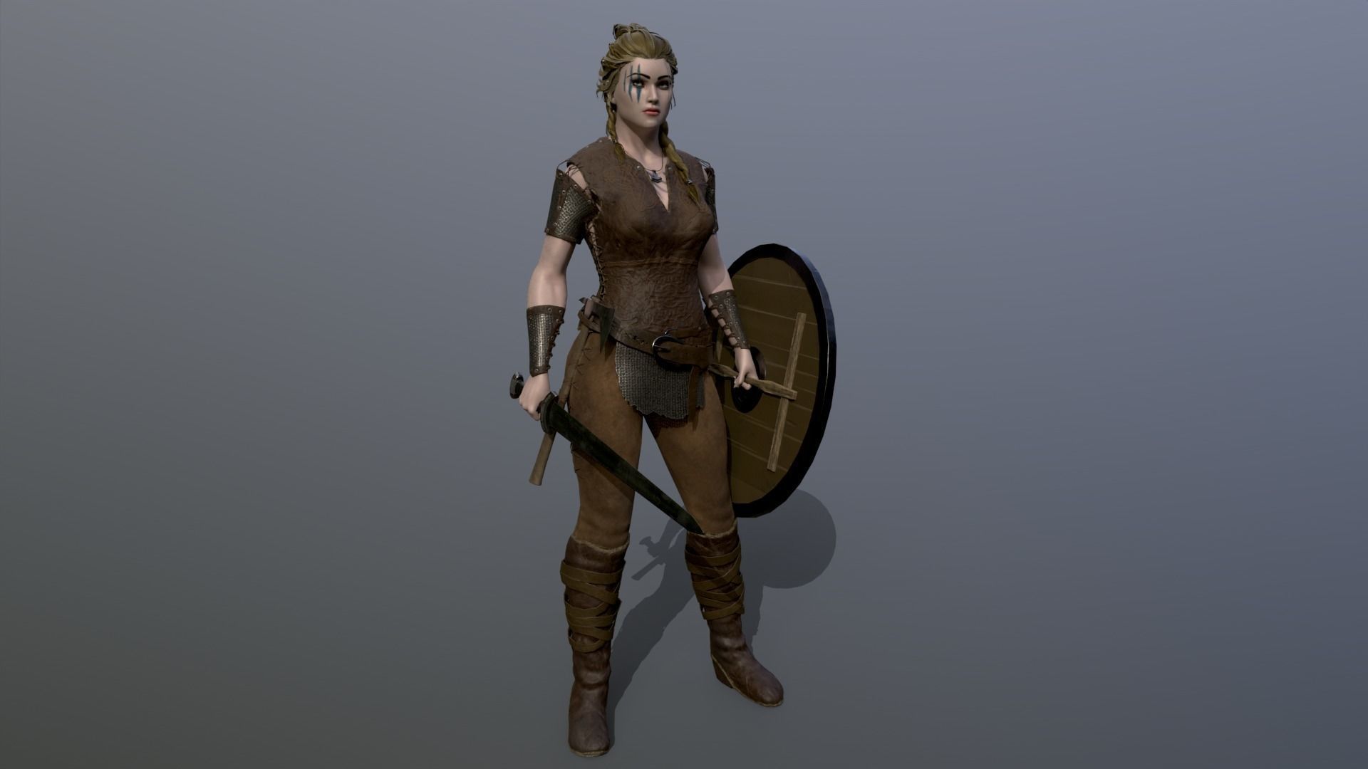 3D model Viking Shieldmaiden VR / AR / low-poly | CGTrader