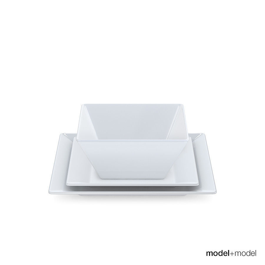 Set of square plates 3D model | CGTrader