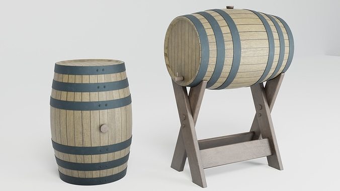 Wooden Barrel and Stand 3D model | CGTrader