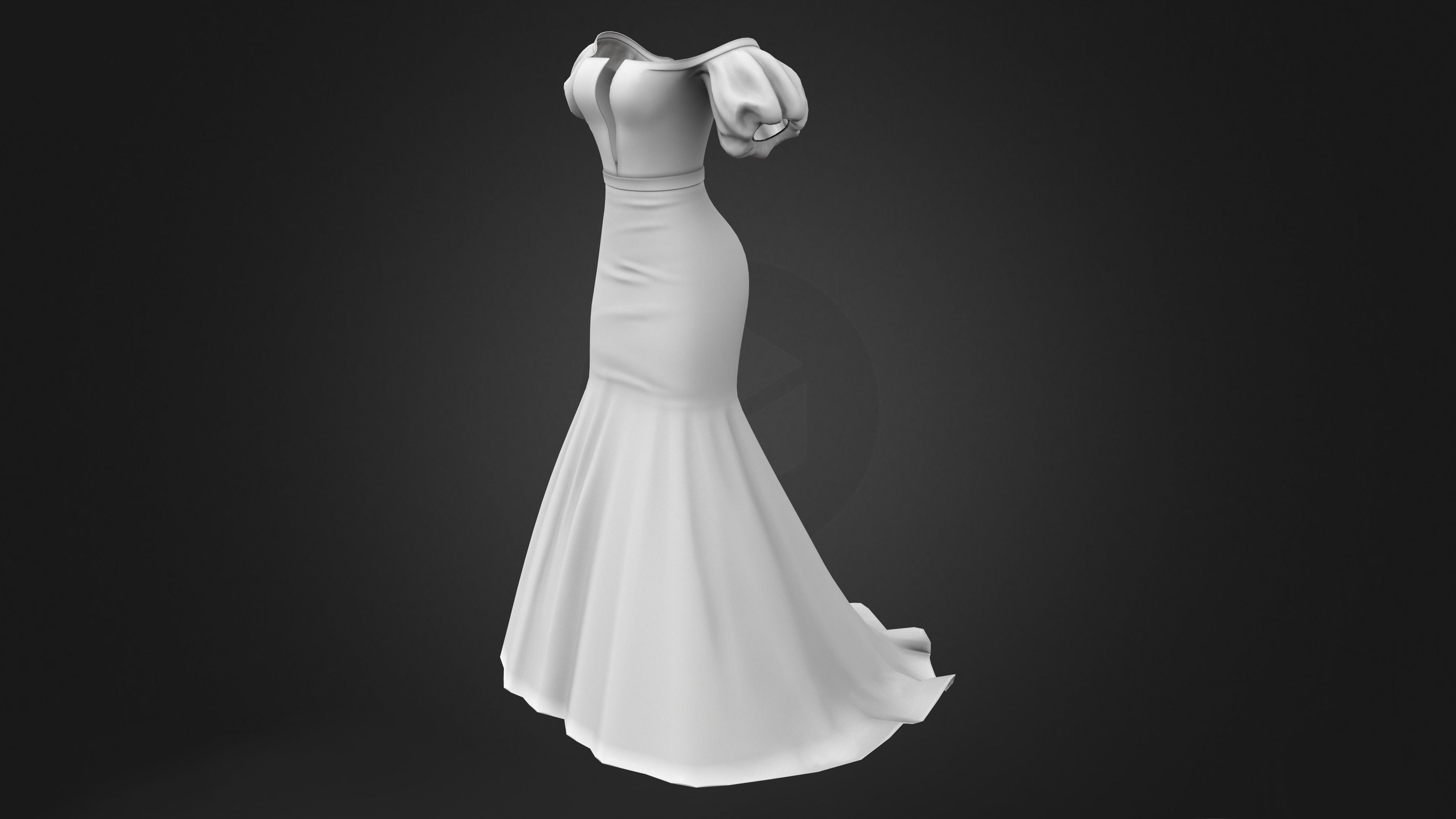 3D model Evening Ball Prom Gown Sleeveless Dress VR / AR / low-poly ...