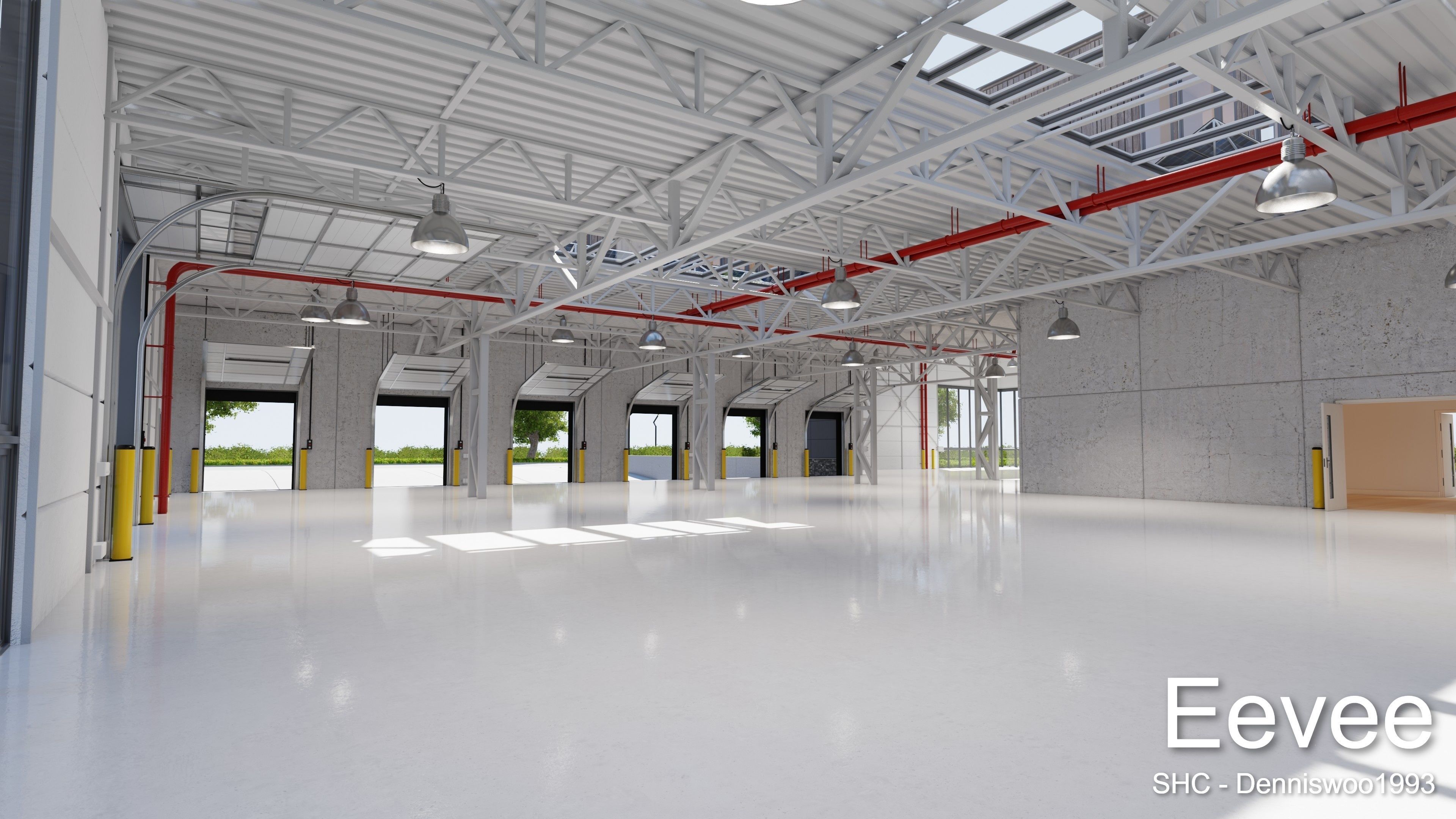 3D model Modern unfurnished warehouse with office for Blender VR / AR ...