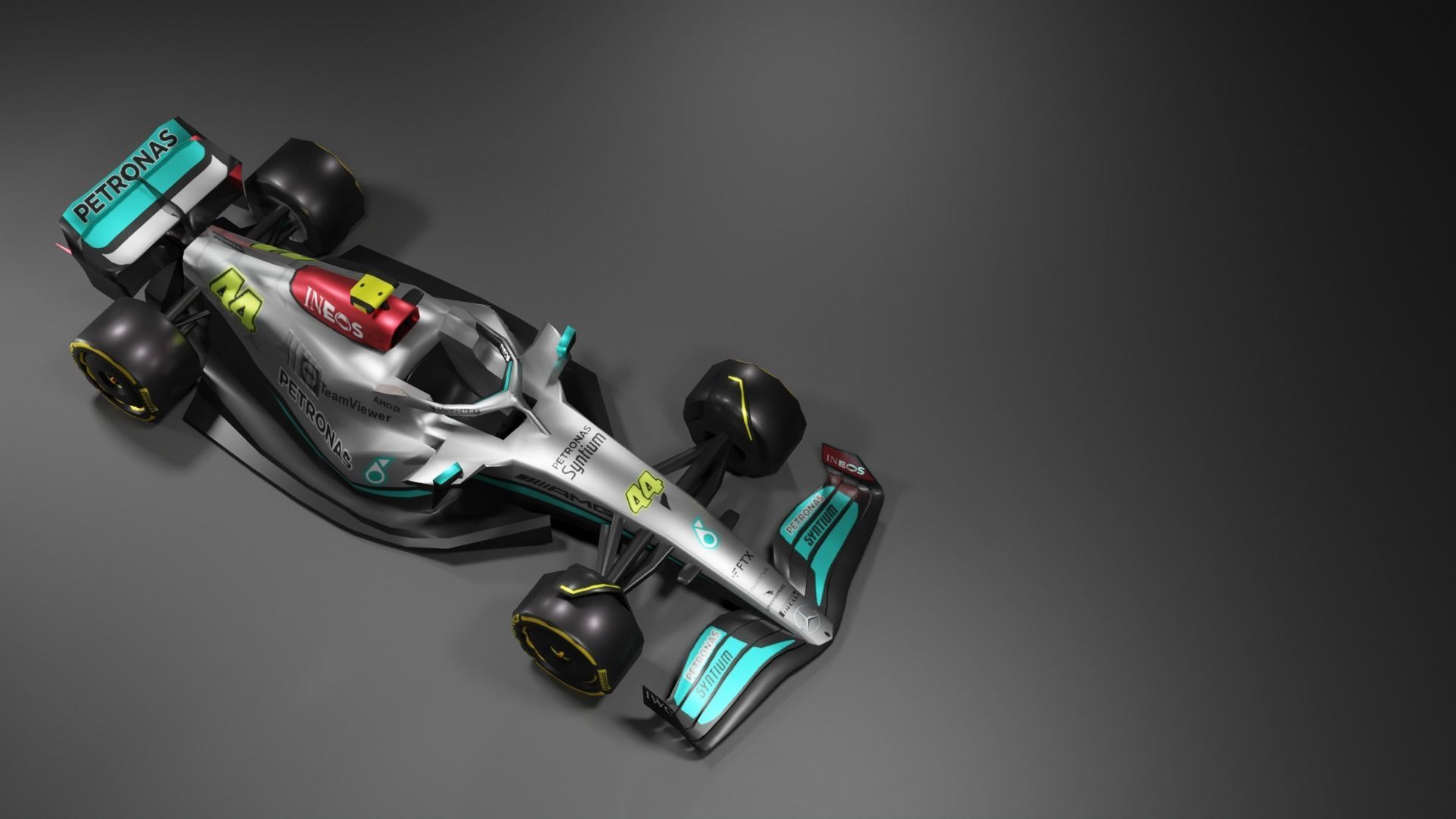3D model Formula 1 Mercedes Petronas AMG 44 Low Poly and High Poly W13 ...
