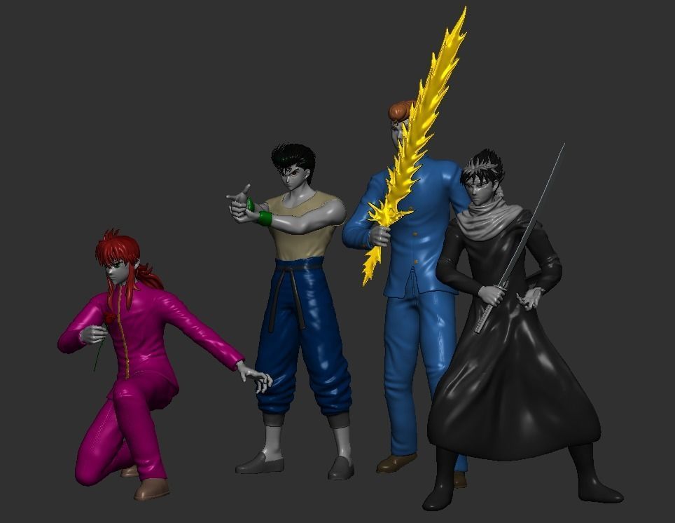YuYu Hakusho complete main characters 3D model 3D printable | CGTrader