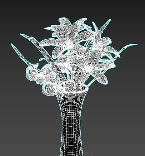 botanic lilies in vase 3D model | CGTrader