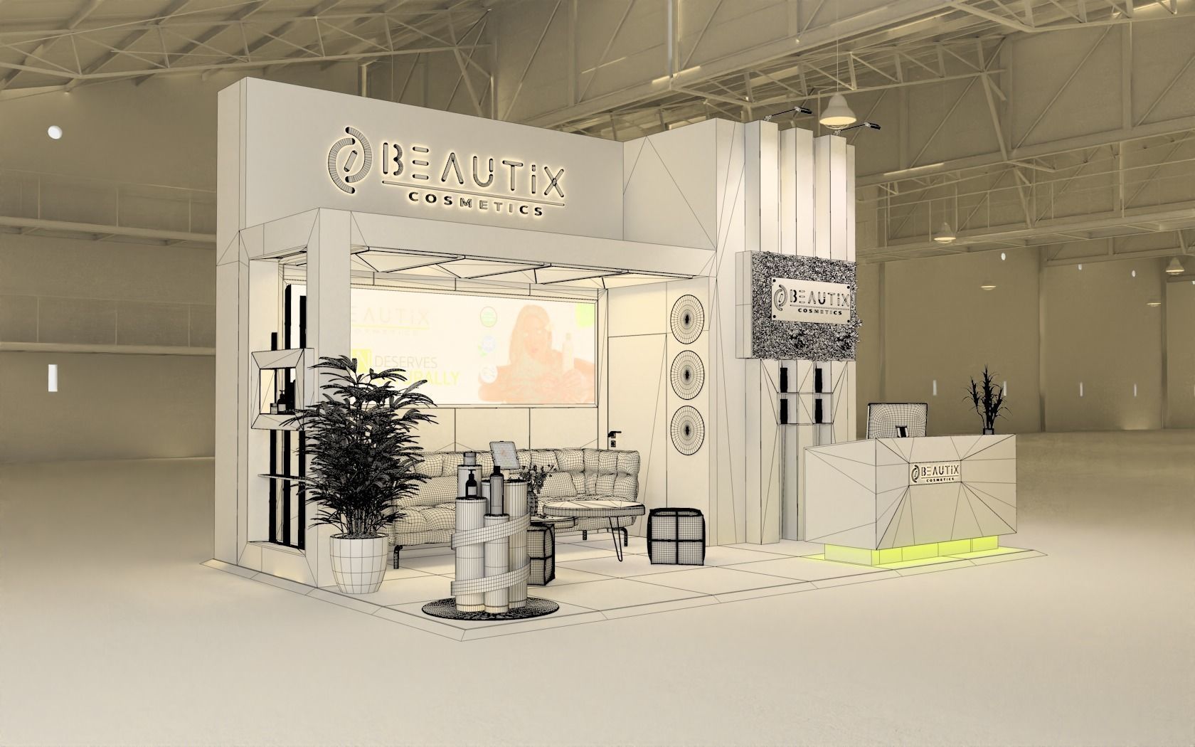elegant exhibition cosmetic booth 3D model | CGTrader