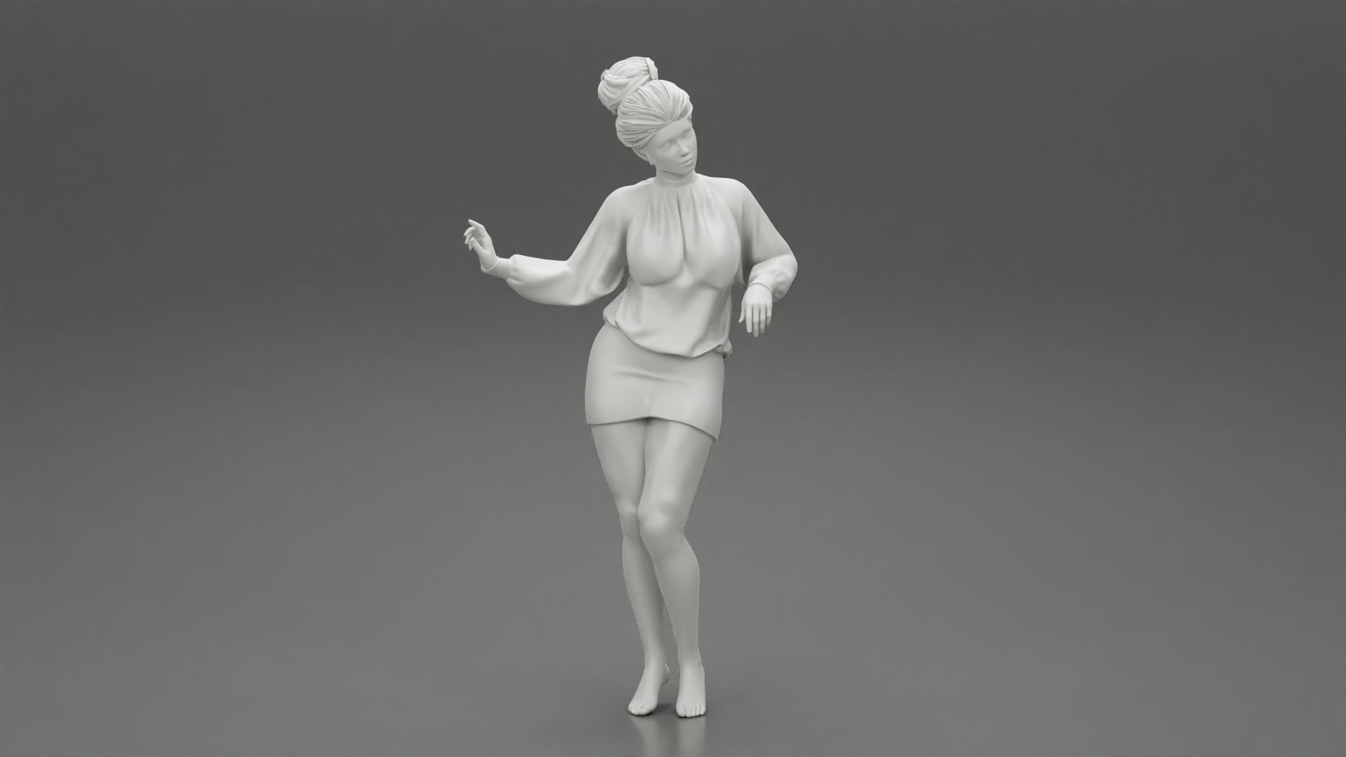 Young Woman In Mini Dress 3D model 3D printable | CGTrader