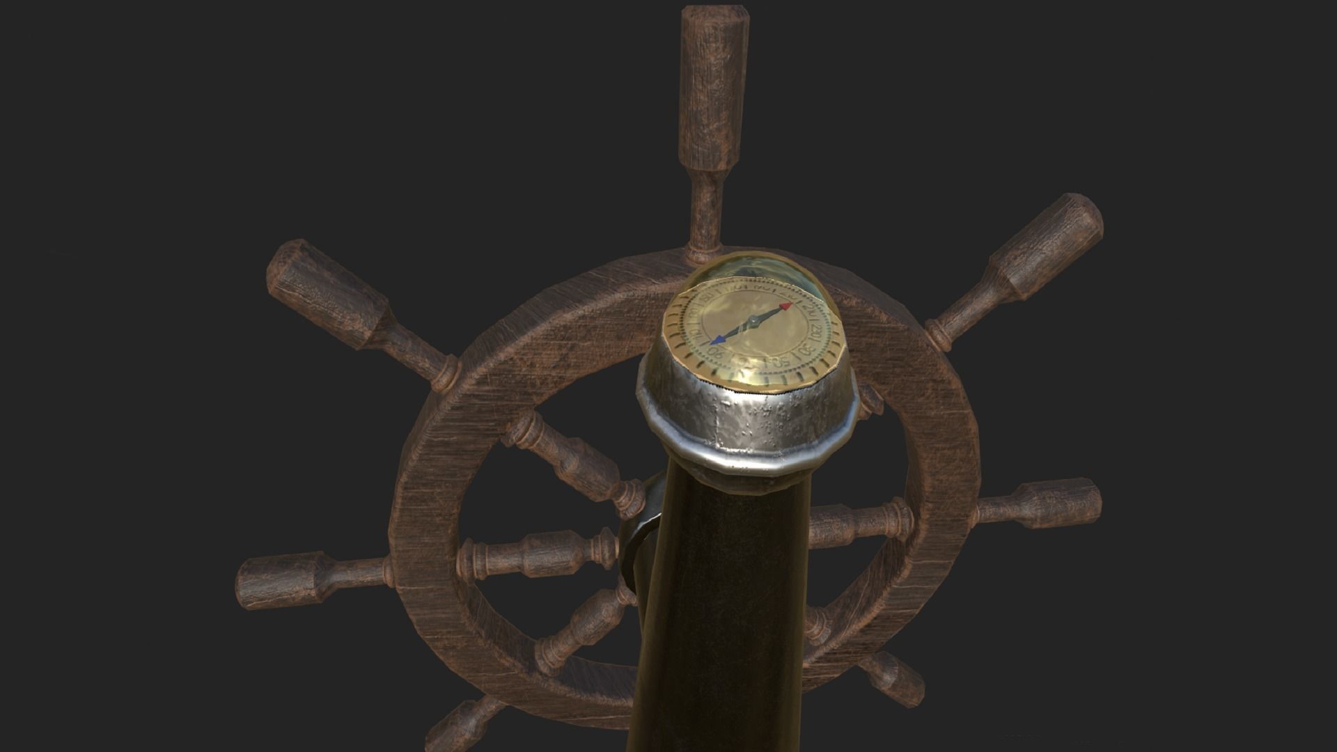 3D model Vessel Wheel for sea ship and bell PBR game ready VR / AR ...