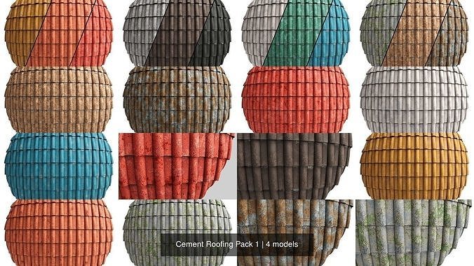 3D Model Collection Cement Roofing Pack 1 VR / AR / low-poly | CGTrader