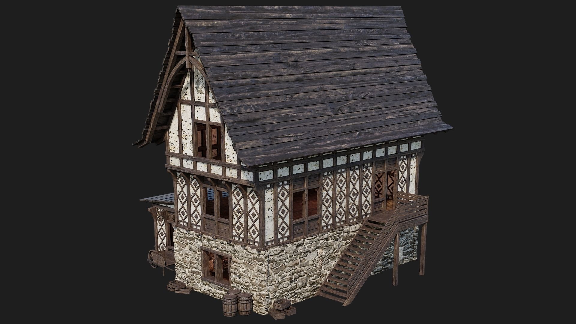 3D model 4 Old Medieval Building Pack 4K Textures GameReady 117 to 120 ...