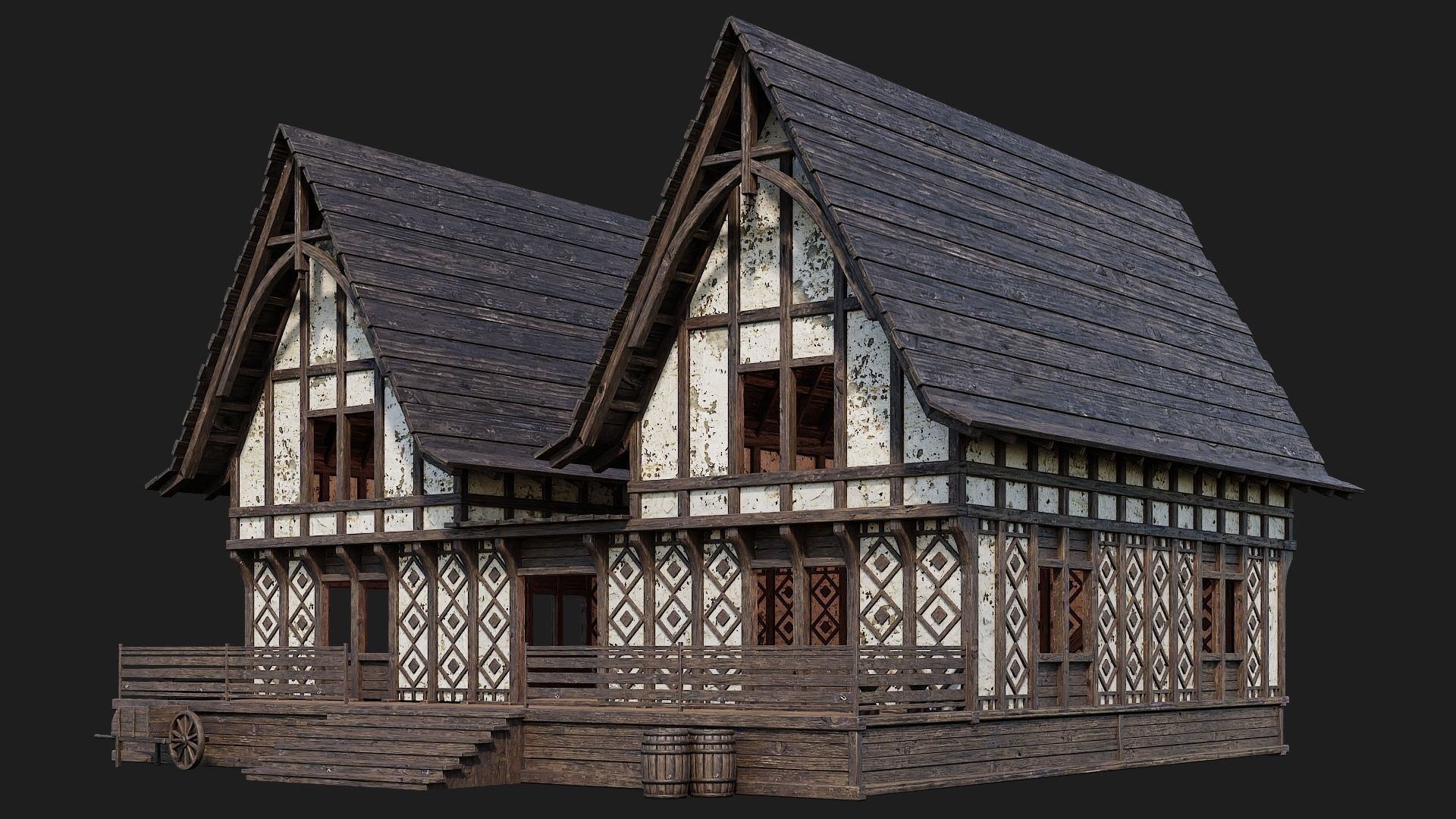 3D model 4 Old Medieval Building Pack 4K Textures GameReady 117 to 120 ...