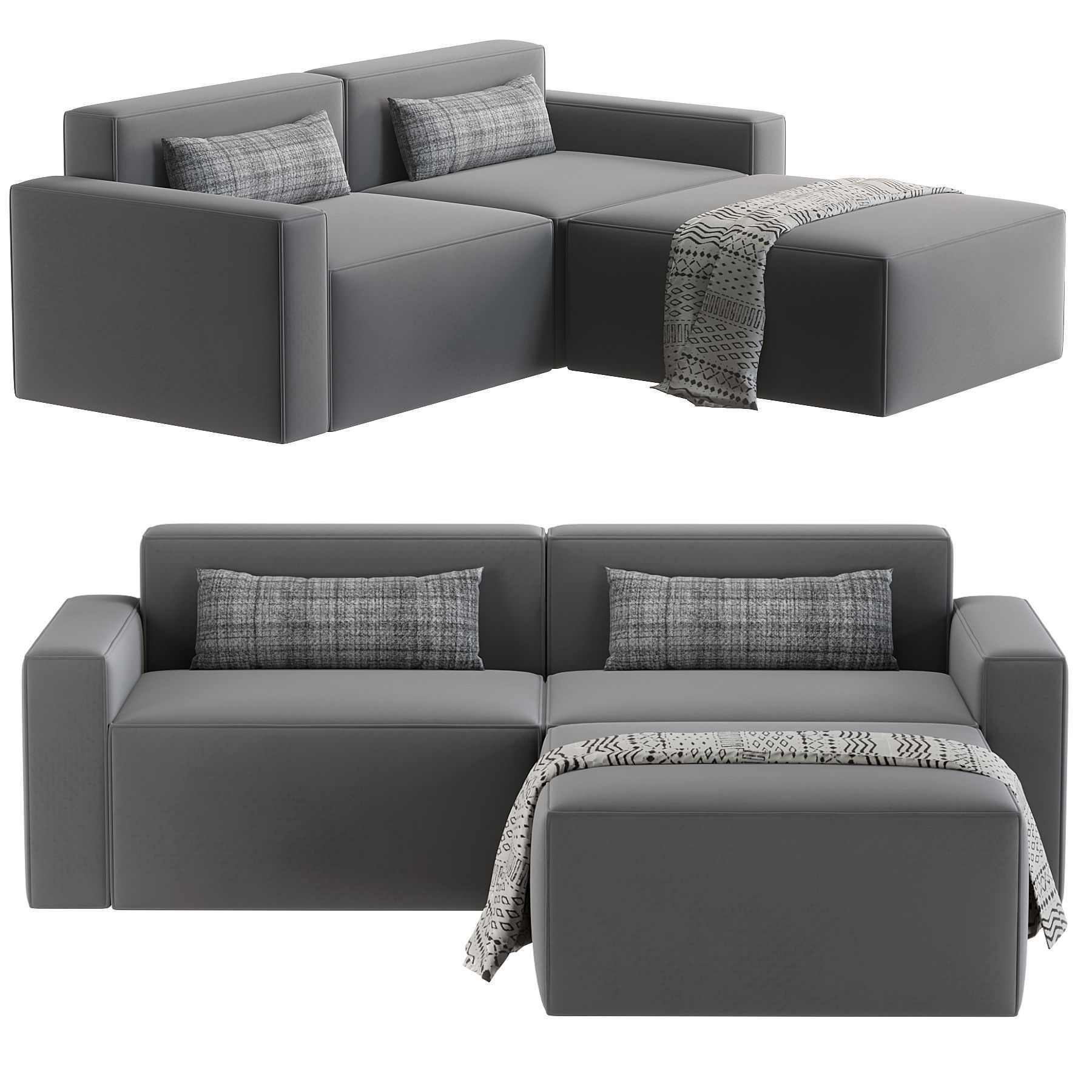 Mix Modular Sectional 3-pc 3D model | CGTrader