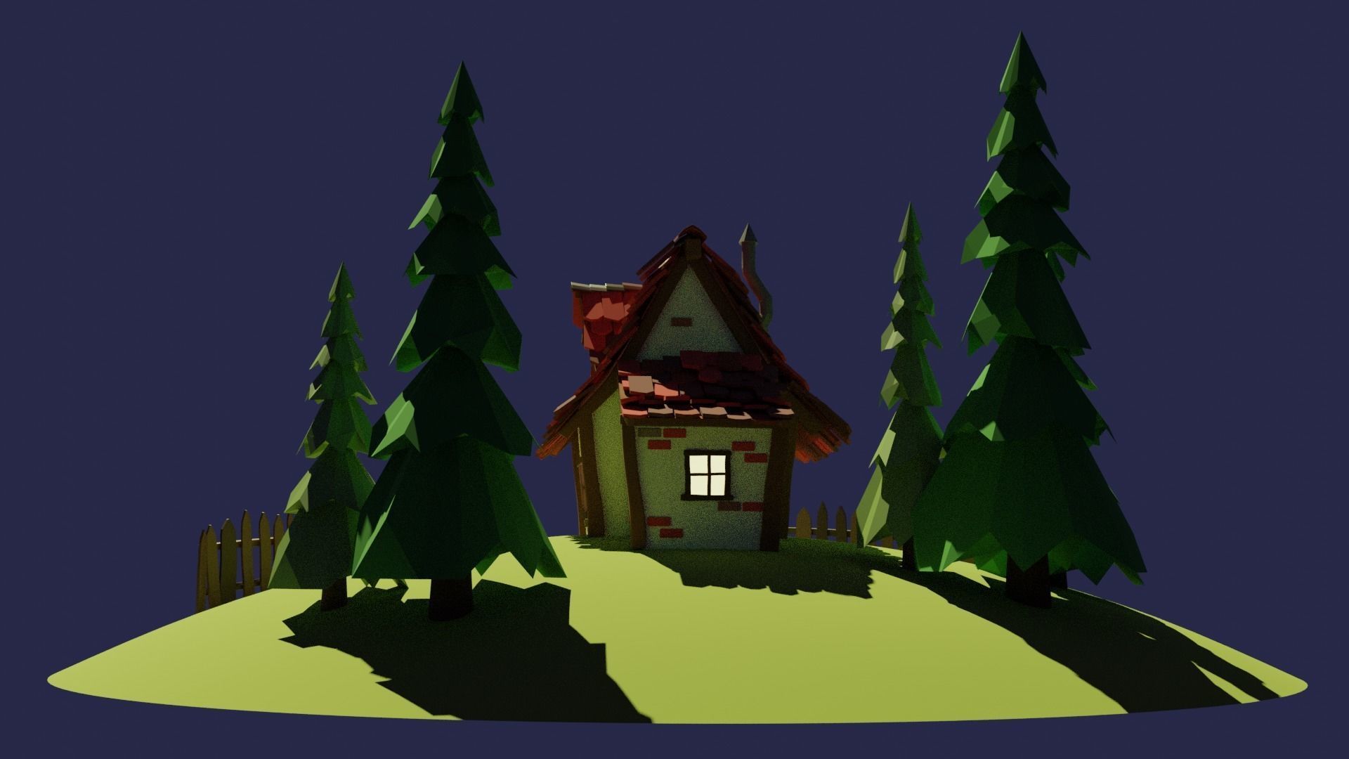 Low Poly House cottage on hill free VR / AR / low-poly 3D model | CGTrader