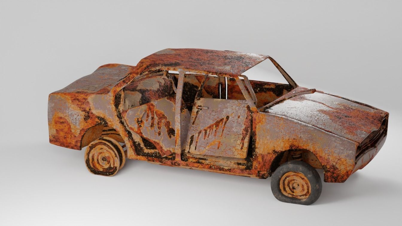 Violently-rusted Abandoned Car 3D model | CGTrader
