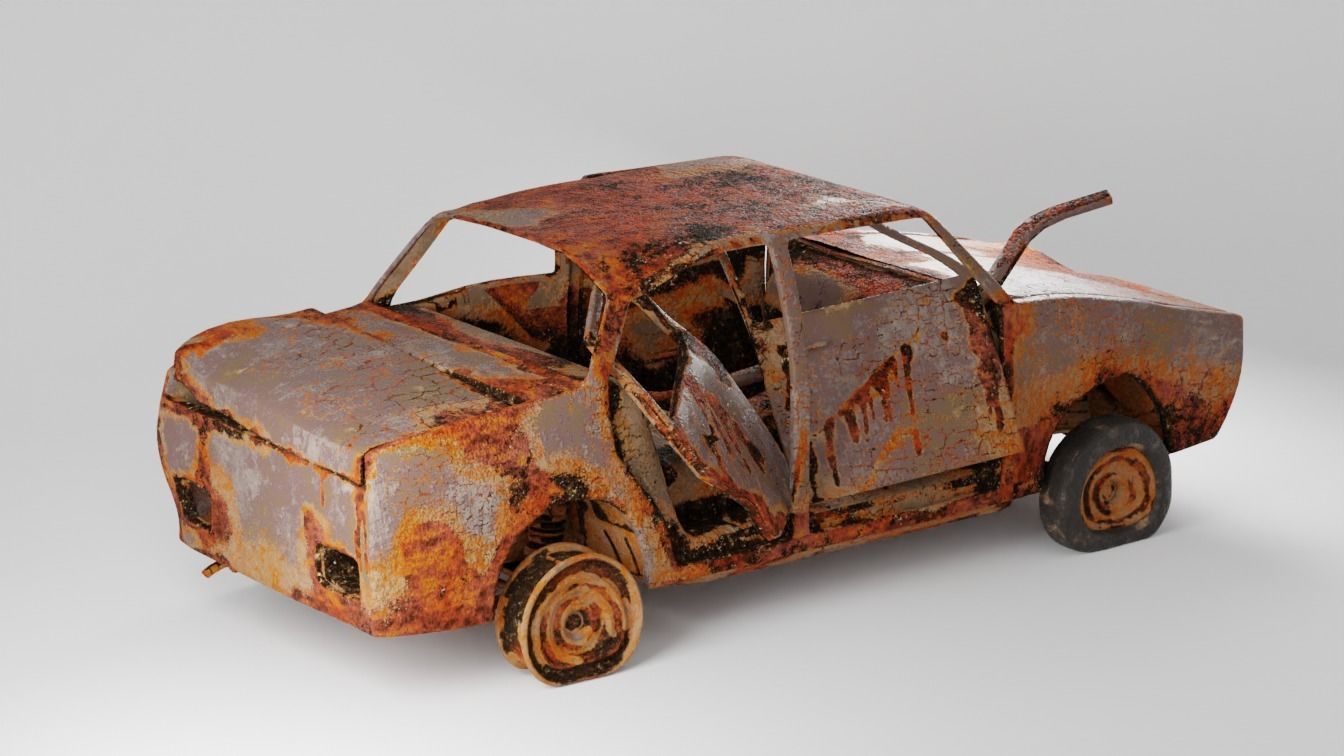 Violently-rusted Abandoned Car 3D model | CGTrader
