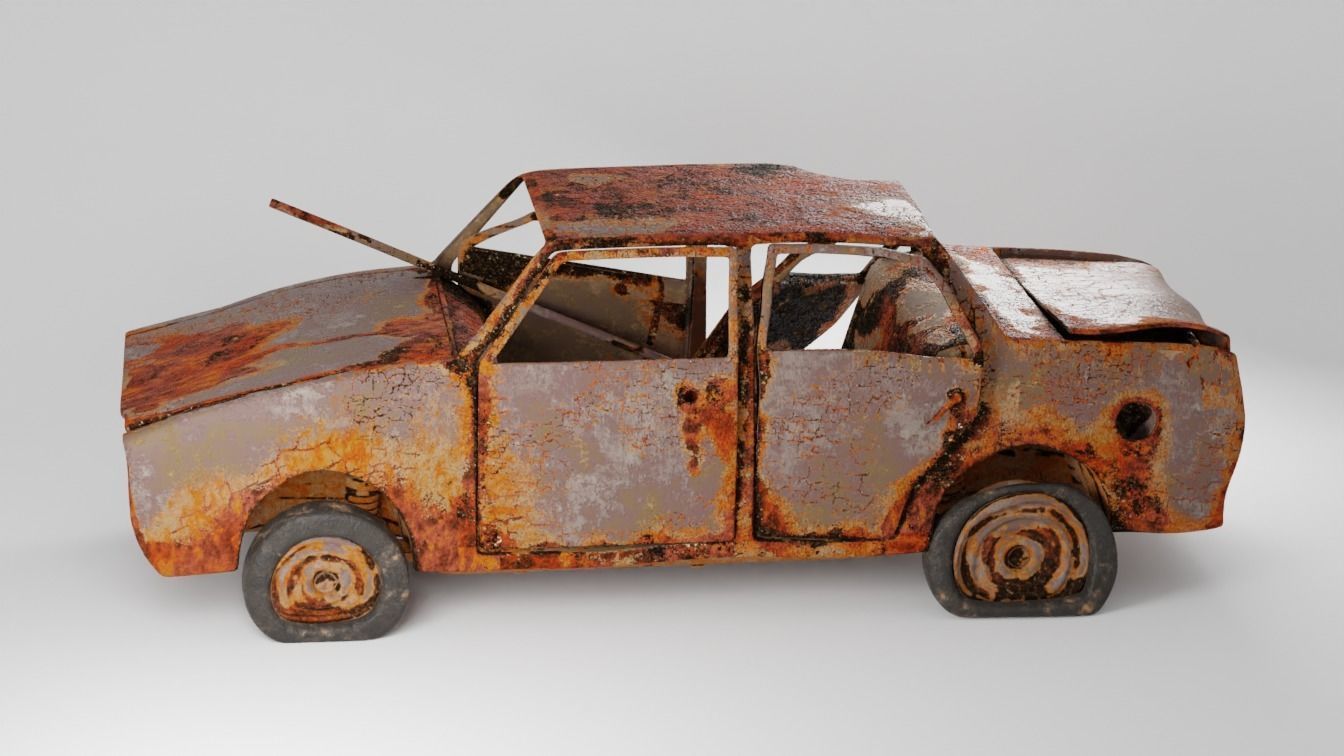 Violently-rusted Abandoned Car 3D model | CGTrader