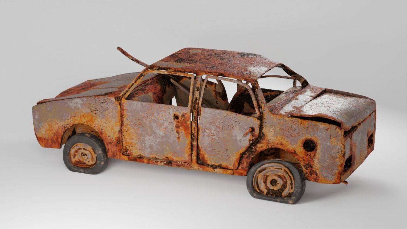 Violently-rusted Abandoned Car 3D model | CGTrader