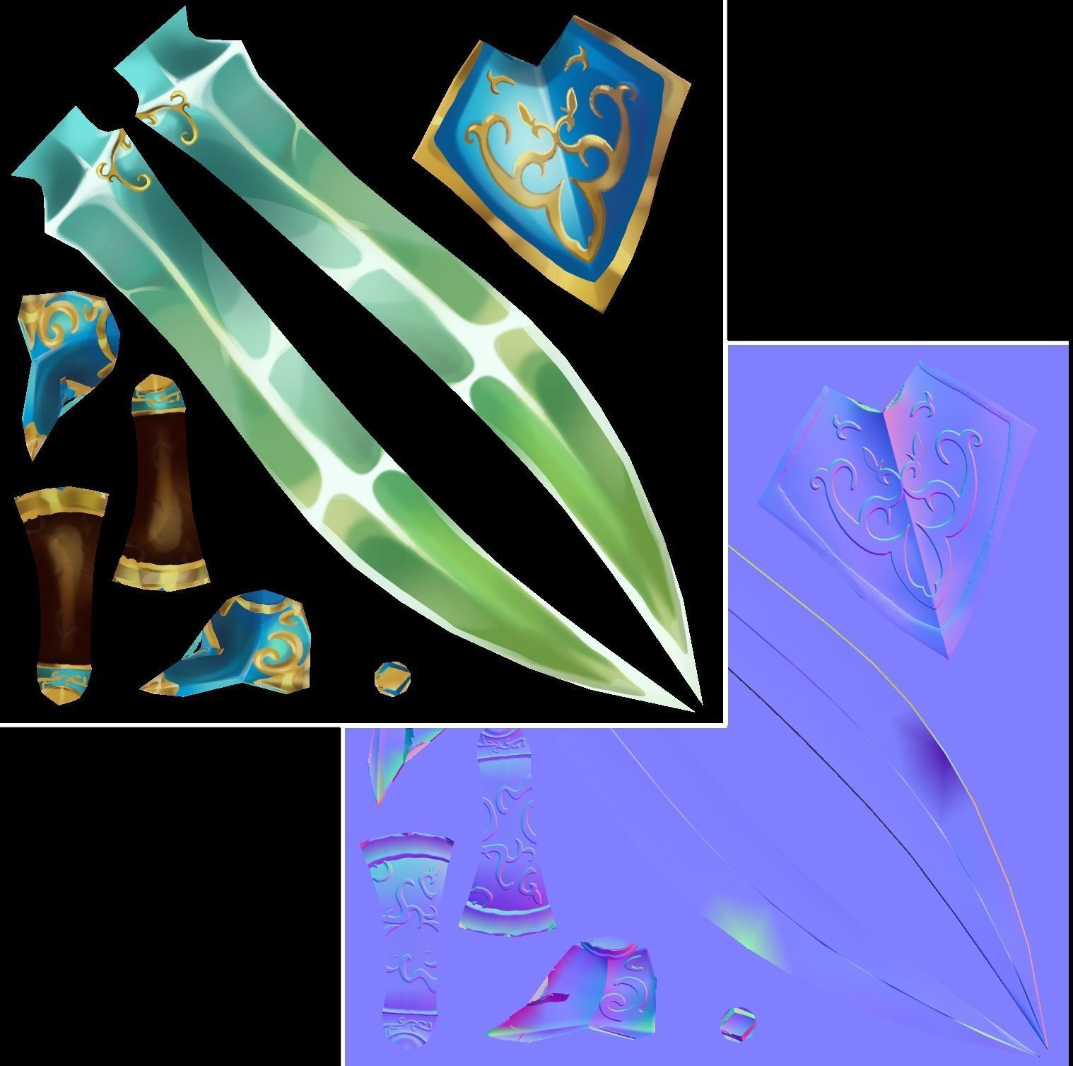 3D model Handpainted Fantasy Elven Sword Low-poly 3D model VR / AR ...