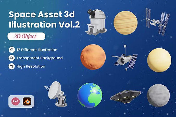 3D model Space Asset 3d Illustration VR / AR / low-poly | CGTrader