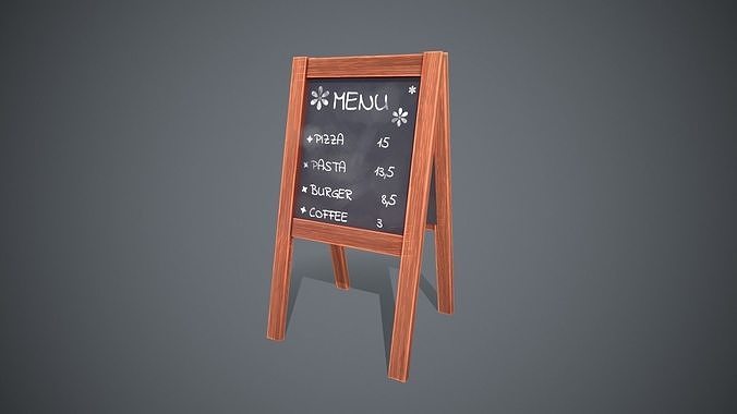 3D model Menu Board Cafe Menu Price List VR / AR / low-poly | CGTrader