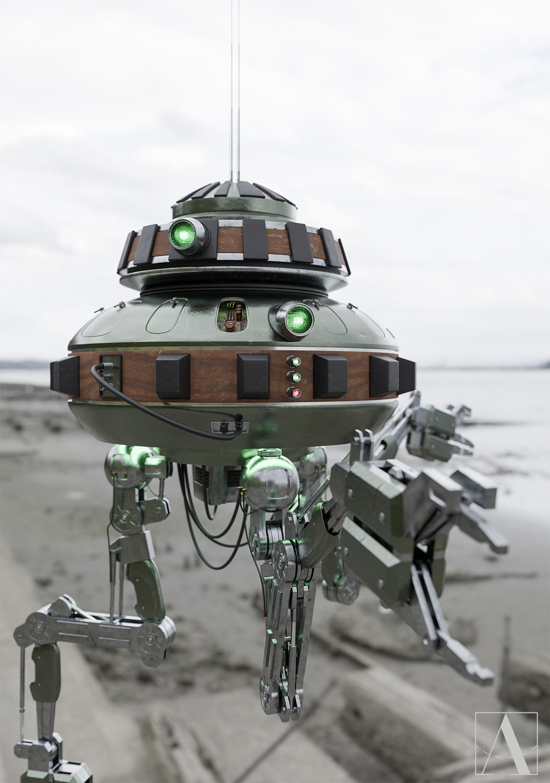 Retro Droid - High Poly 3D model rigged | CGTrader