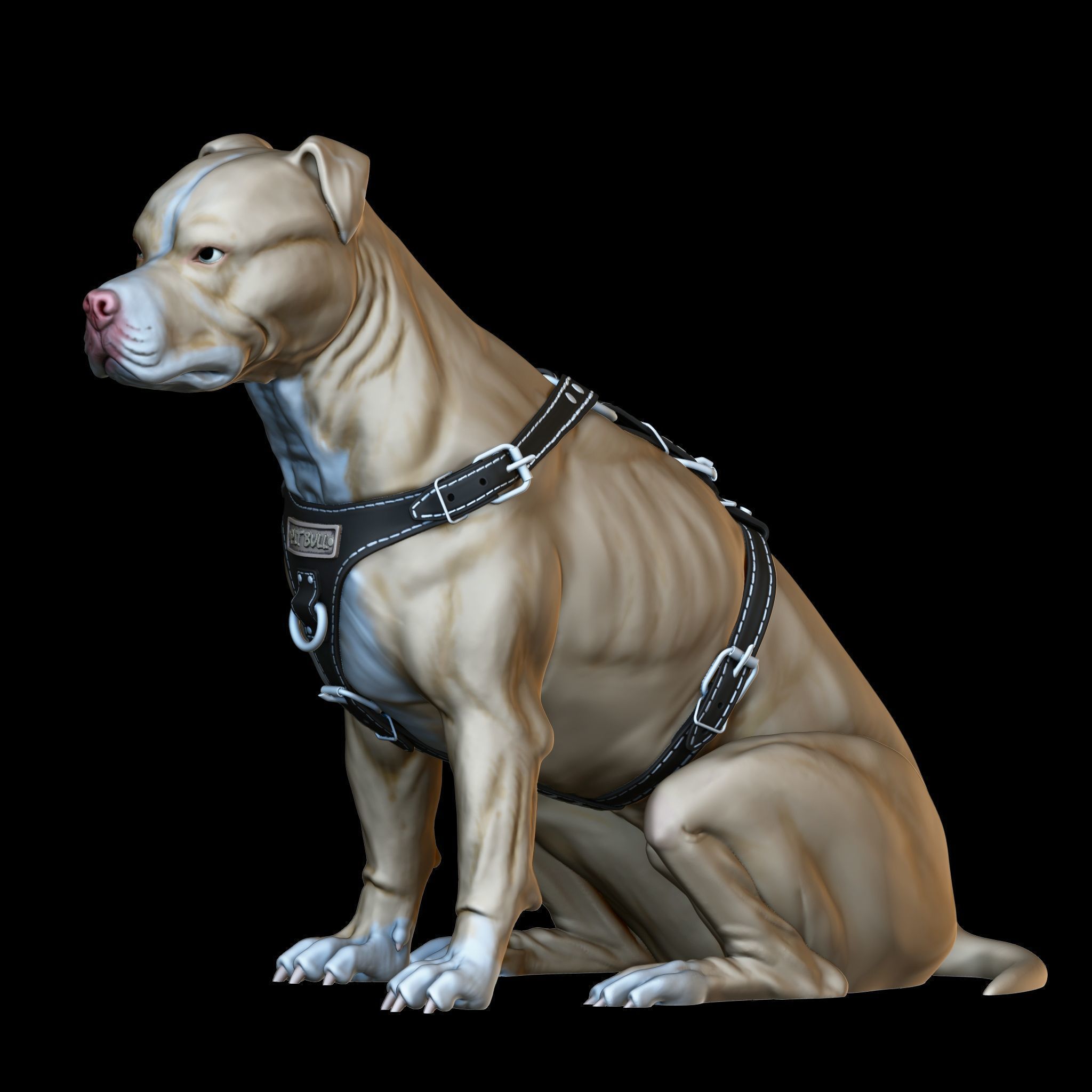 Pit Bull Terrier 3D printable seated version 3D model 3D printable ...