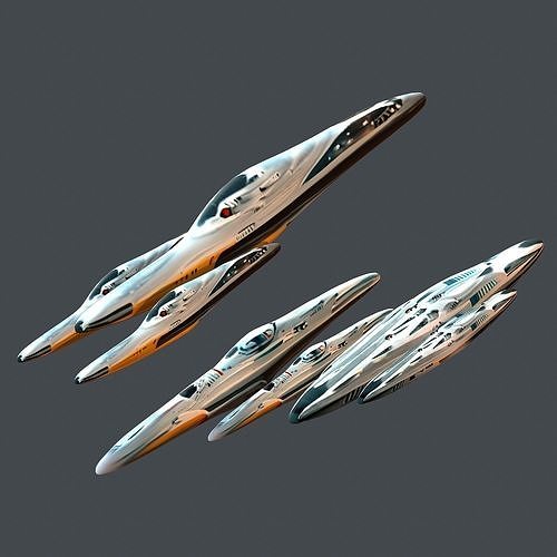 3D model Starship space scifi game space Low-poly printable Low-poly VR ...