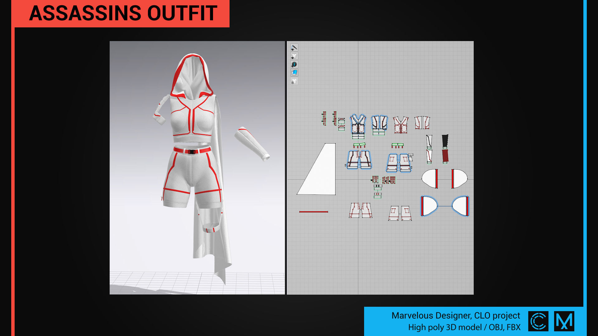 Assassins outfit Marvelous Designer CLO project 3D model | CGTrader