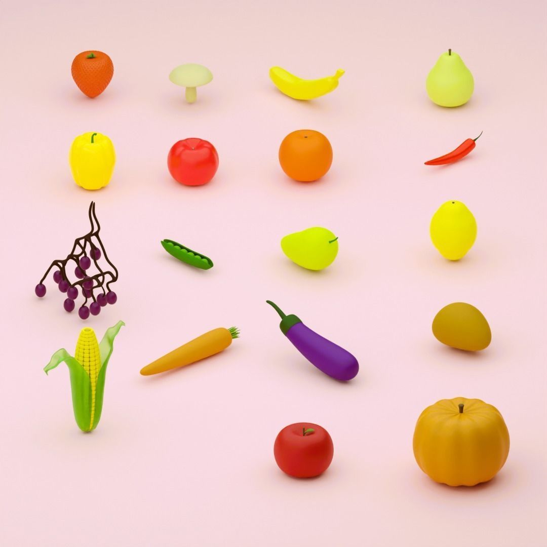 3D model Vegetables and Fruits VR / AR / low-poly | CGTrader