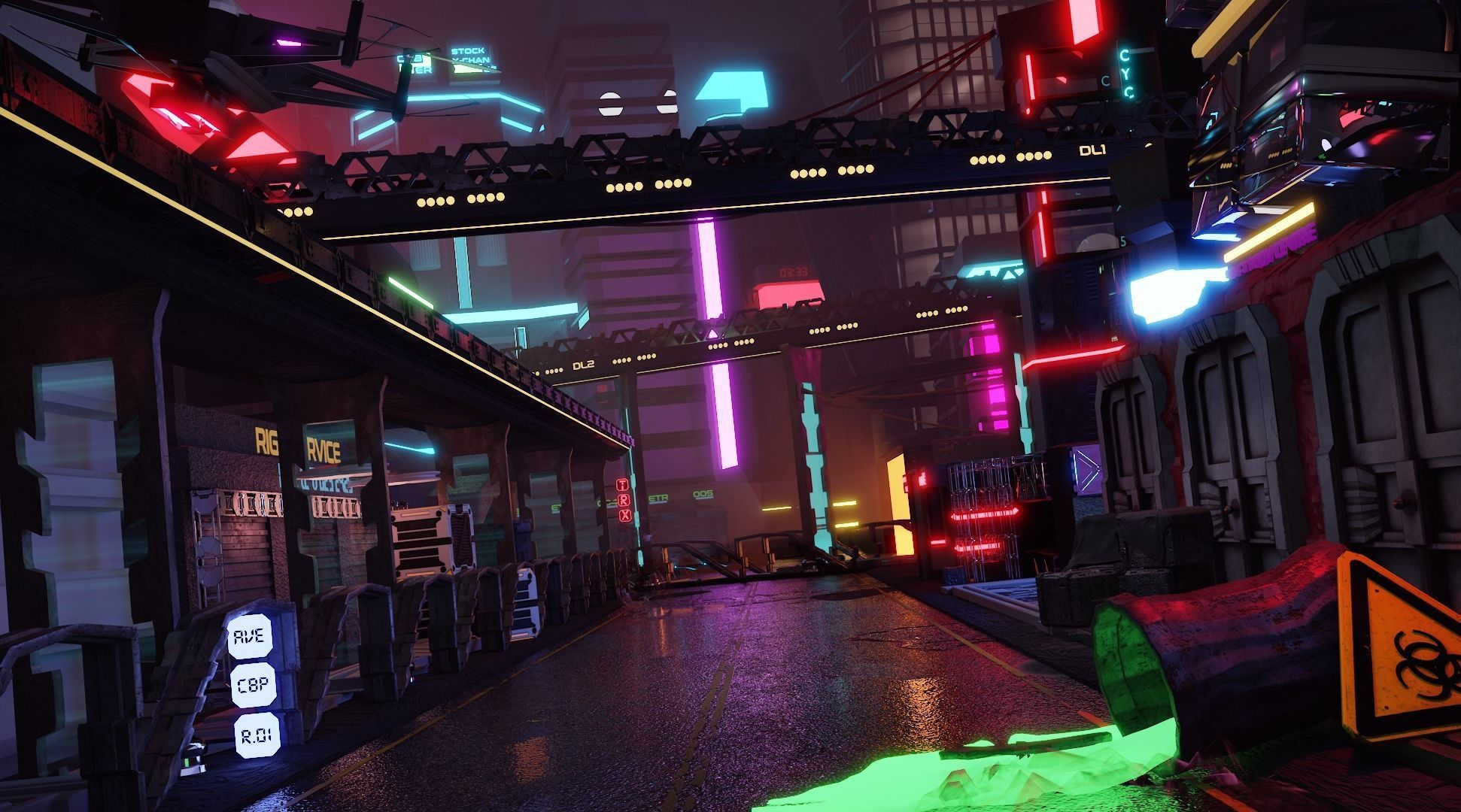 Cyberpunk City Street Environment 3D model | CGTrader