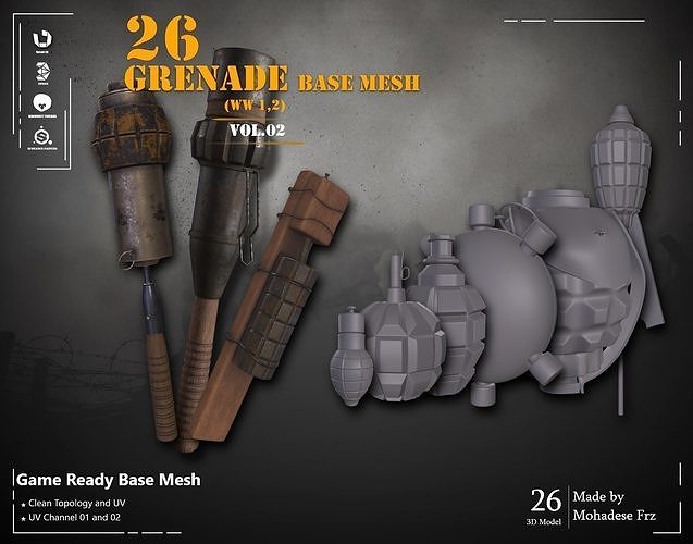 3D model 26 Grenade WW12 Base Mesh -VOL 02 - Game Ready VR / AR / low-poly | CGTrader