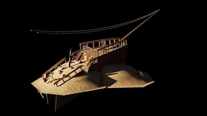 Shipwreck Model wooden structure in desert 3D model | CGTrader