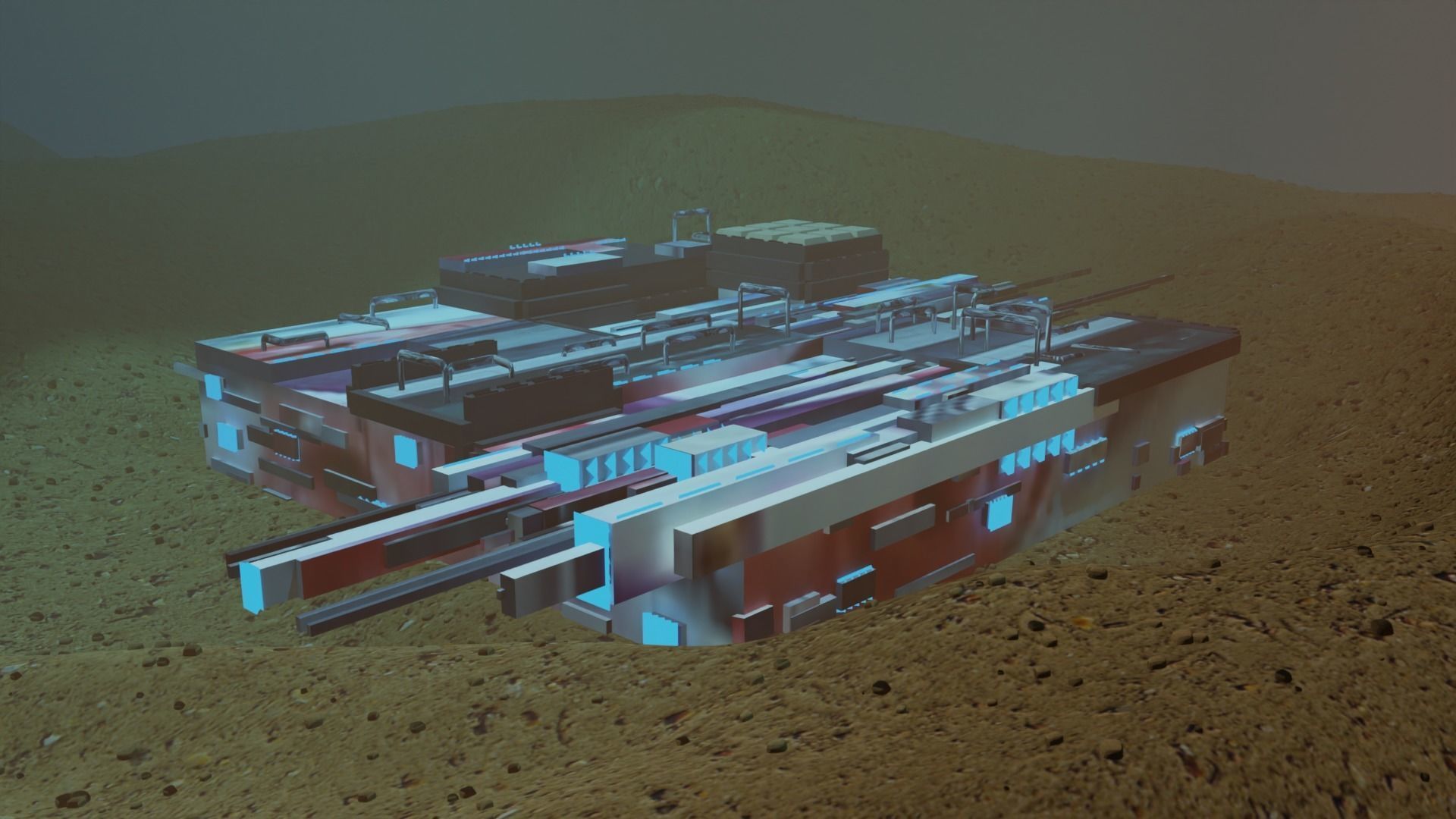 Scifi Base for Games LowPoly High Quality 3D model | CGTrader
