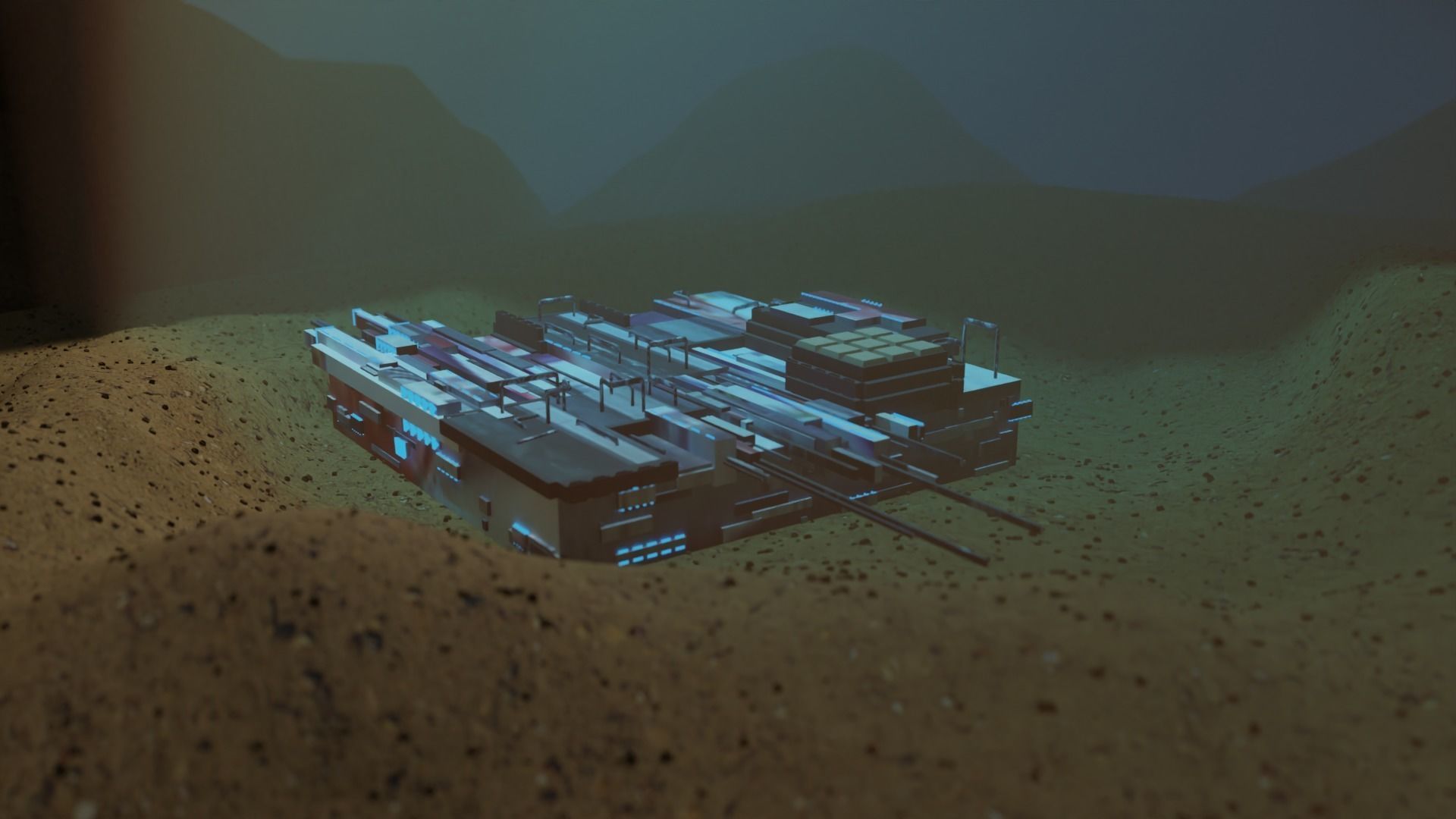 Scifi Base for Games LowPoly High Quality 3D model | CGTrader