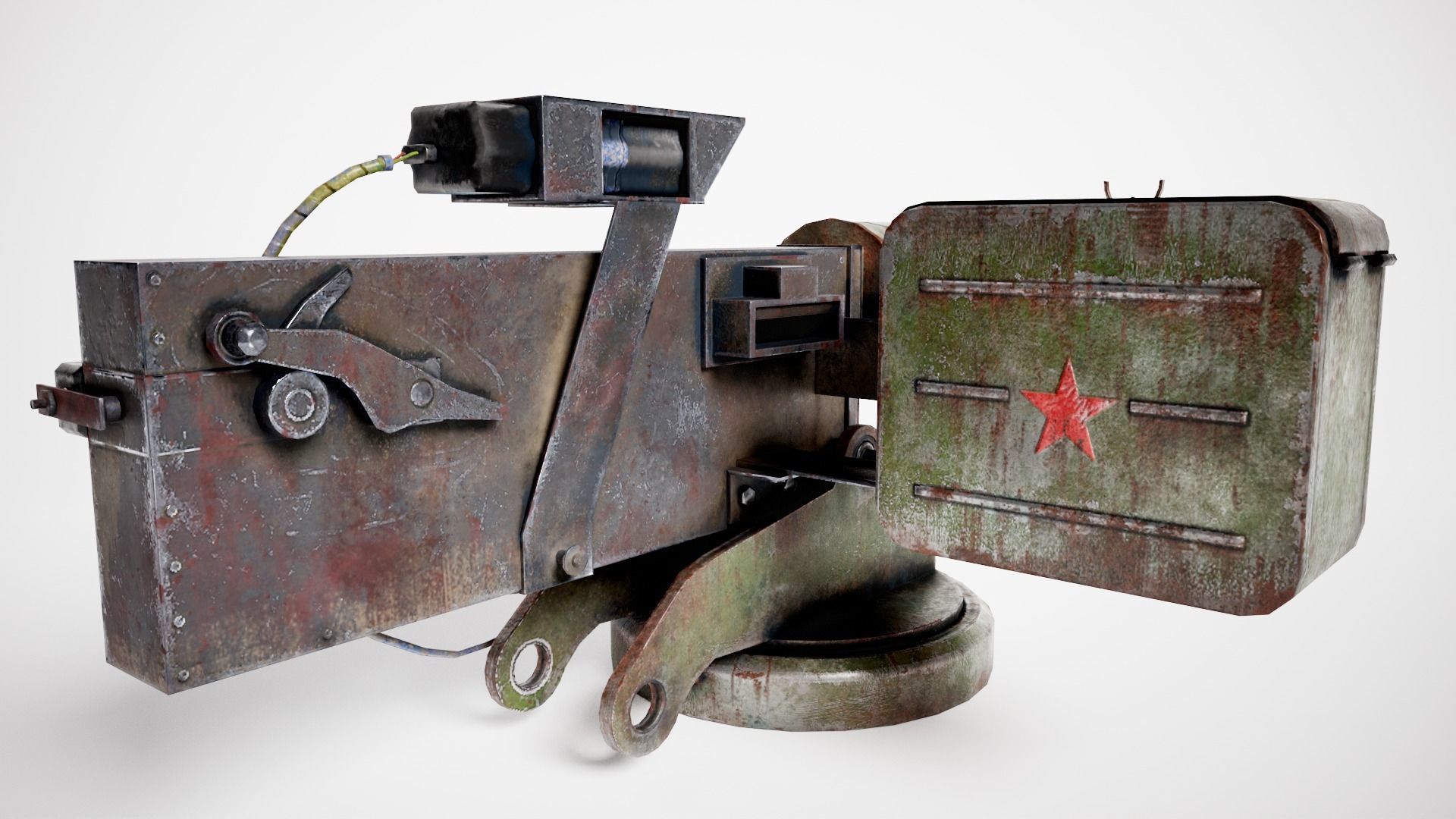 3D model Machinegun post-apocalypse turret Maxim da1 rf1 VR / AR / low ...