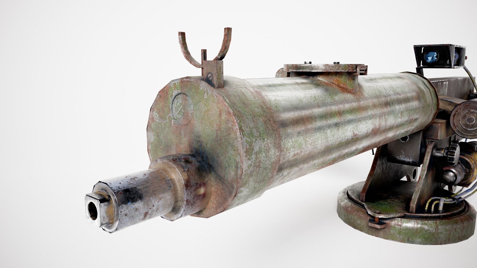3D model Machinegun post-apocalypse turret Maxim da1 rf1 VR / AR / low ...
