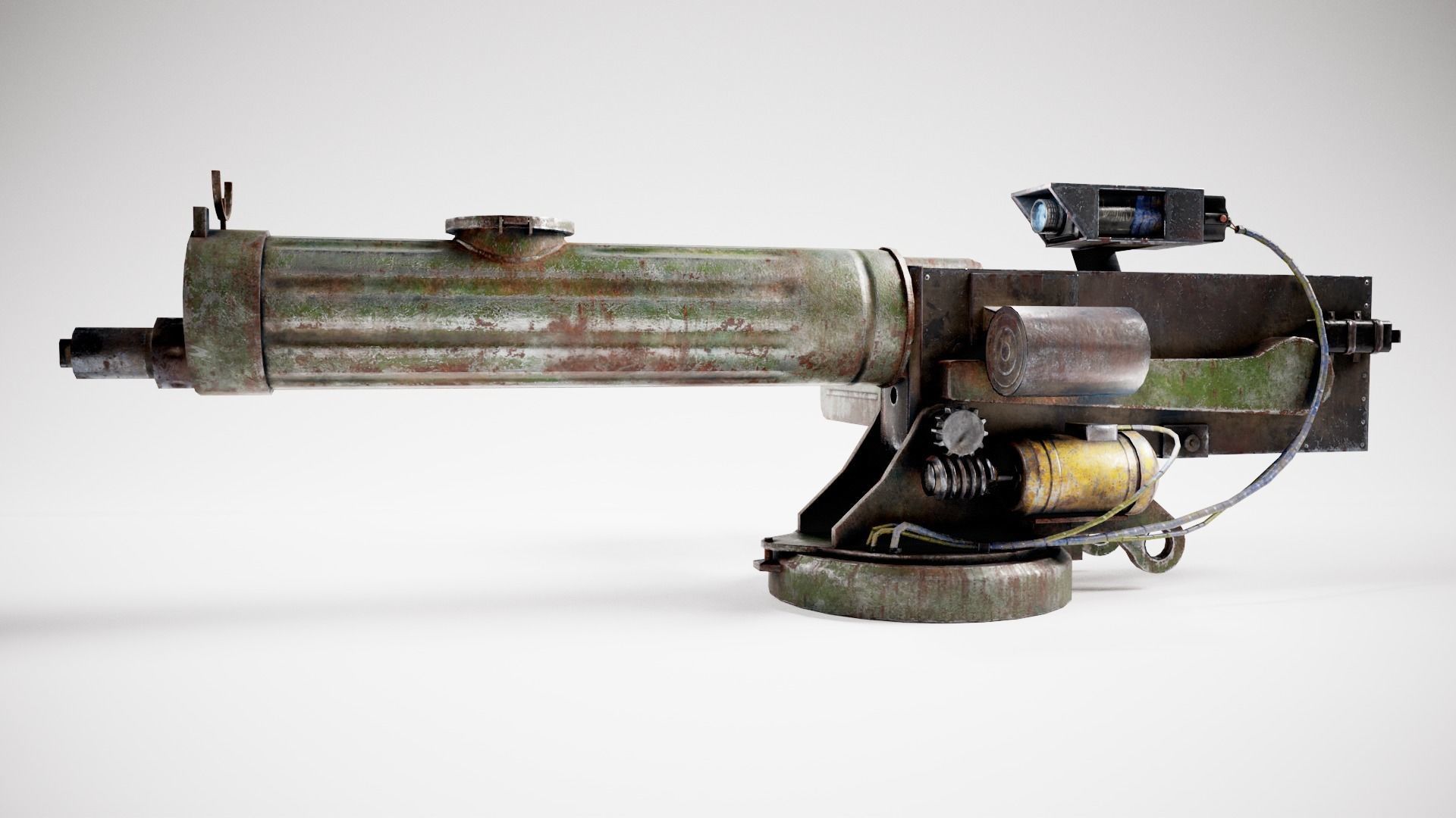 3D model Machinegun post-apocalypse turret Maxim da1 rf1 VR / AR / low ...